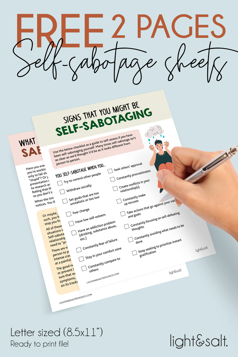 [JANUARY Freebie] Self-sabotage sheets – LightandSaltDesign