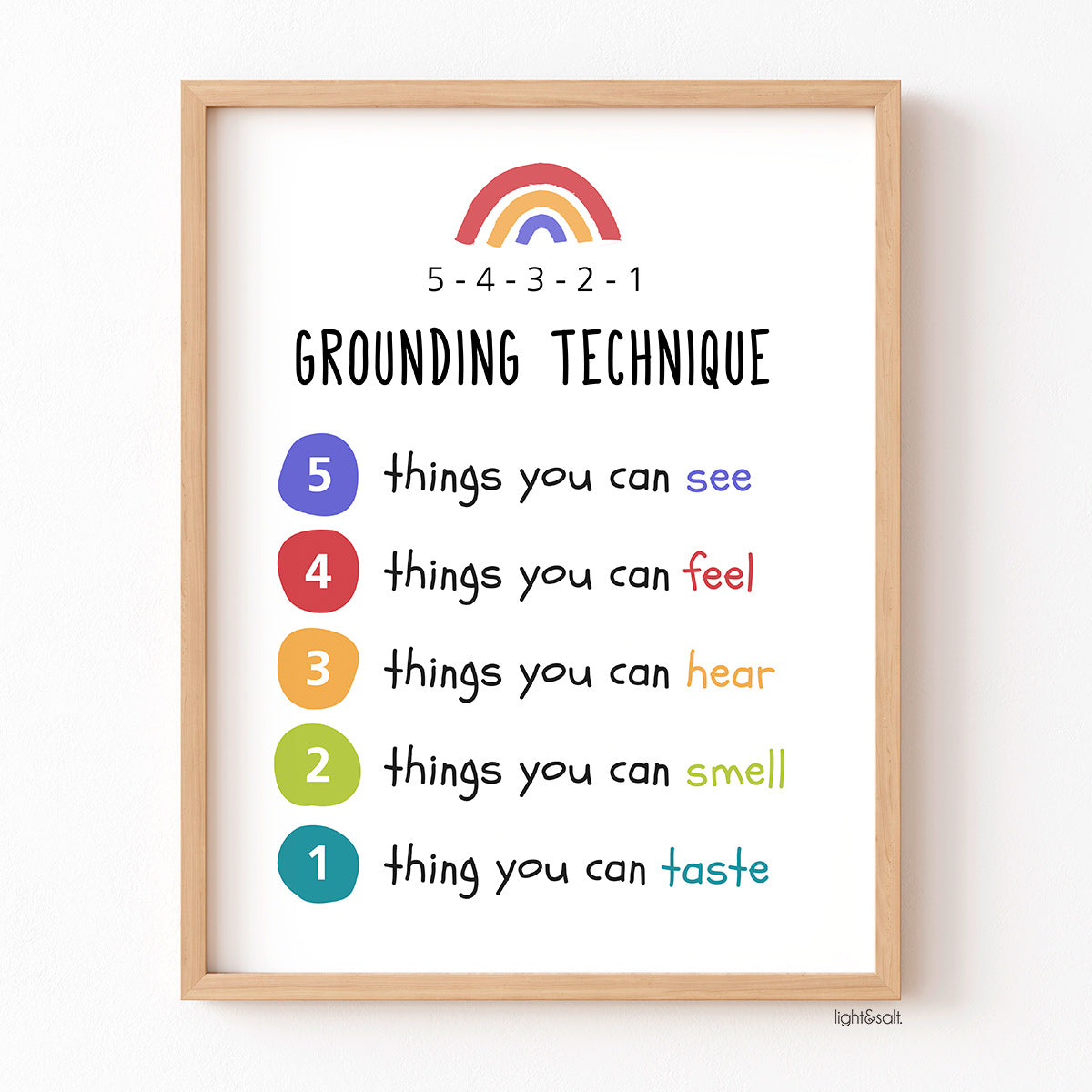 Grounding technique poster, 5, 4, 3, 2, 1 Exercise – LightandSaltDesign