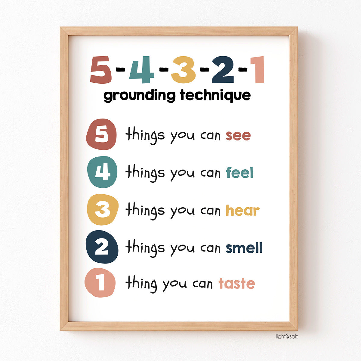 5,4,3,2,1 Grounding technique poster – LightandSaltDesign