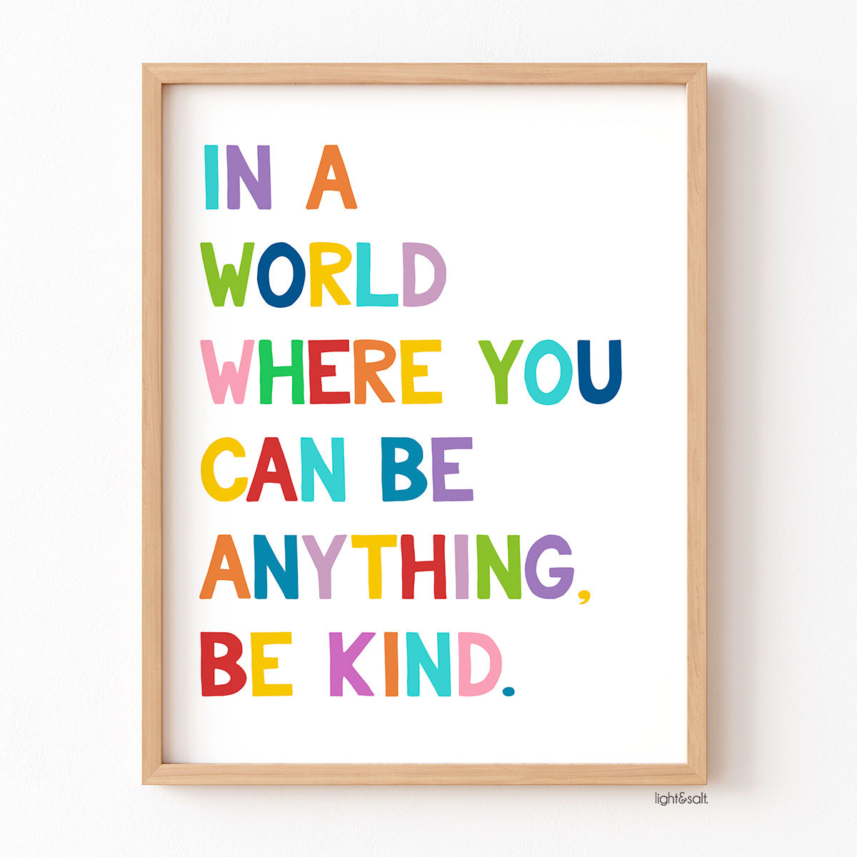 In a world where you can be anything, be kind poster – LightandSaltDesign