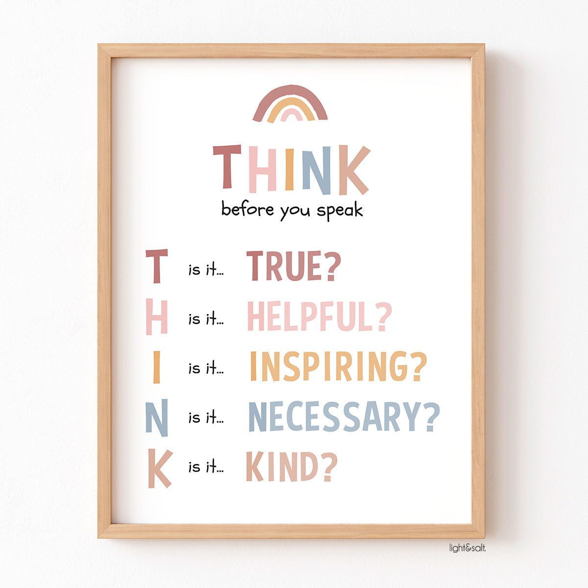 THINK before you speak poster – LightandSaltDesign
