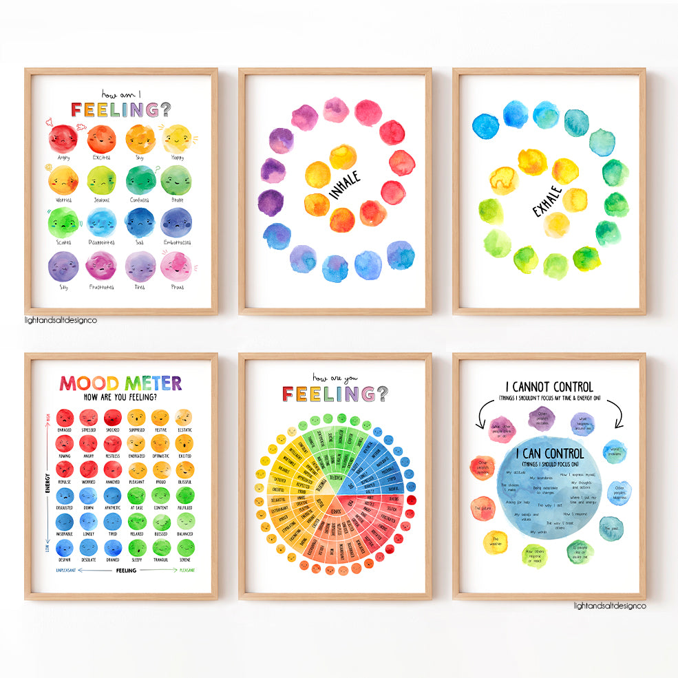 Set of 6 Watercolor Feelings poster – LightandSaltDesign