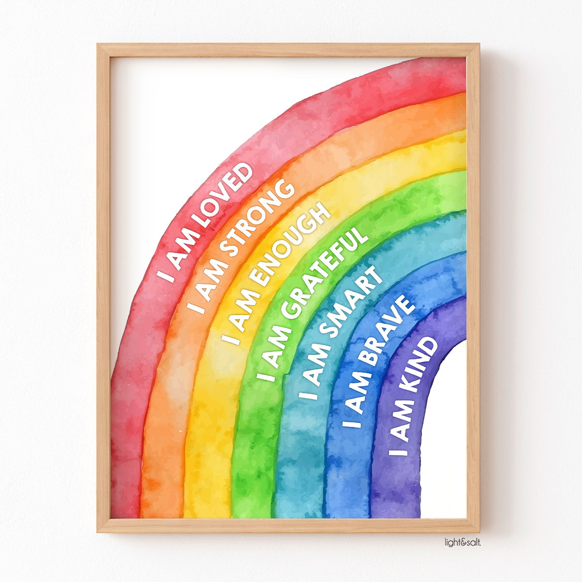 Rainbow Affirmations Wall Art, Positive Affirmations for Kids ...
