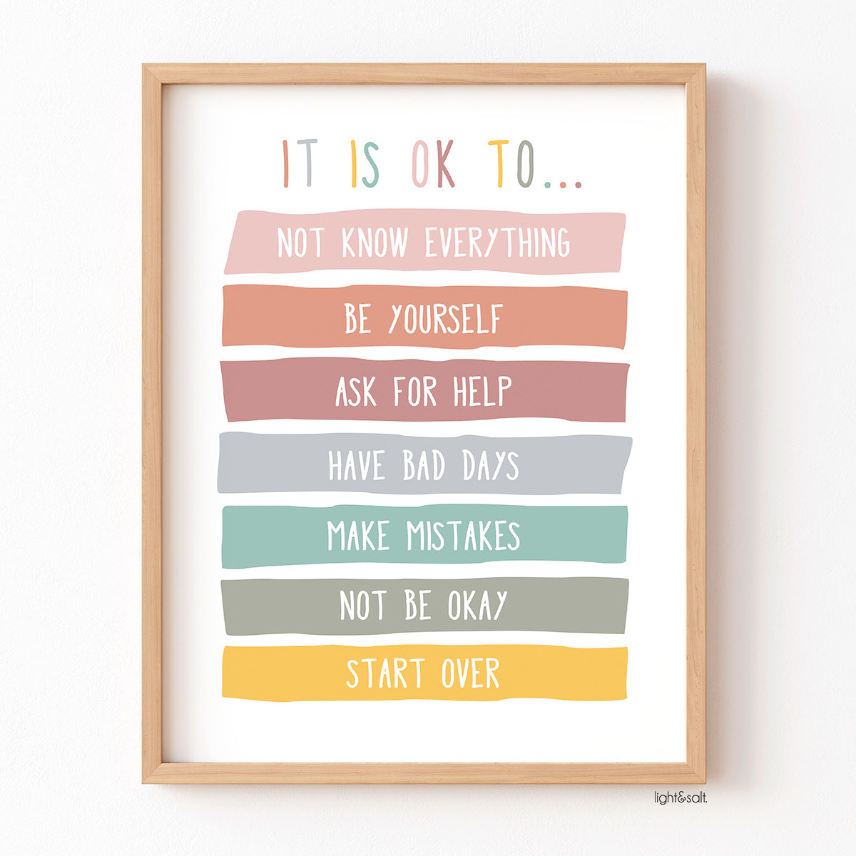 It's okay to... poster, challenging negative thoughts – LightandSaltDesign