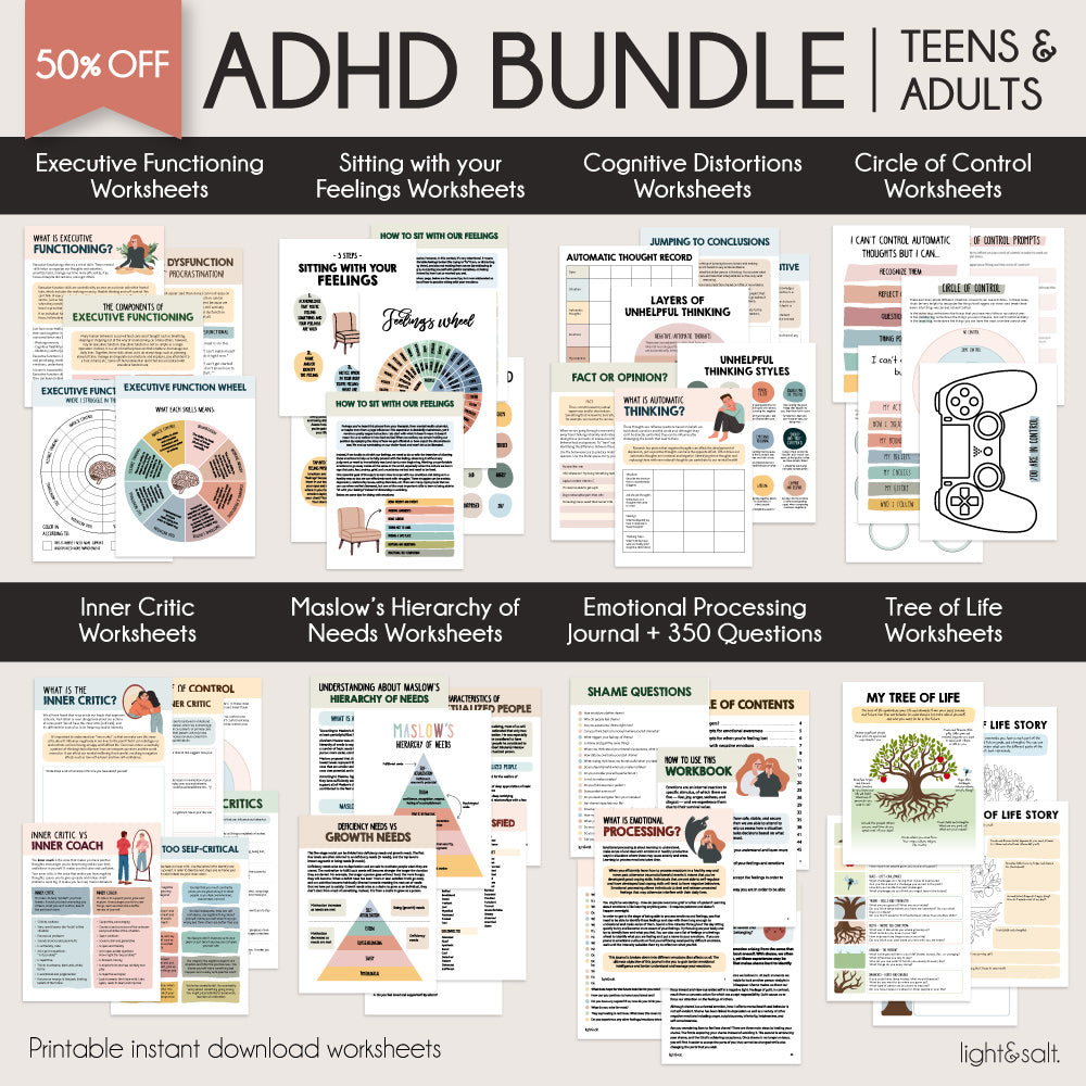 ADHD - Executive functioning worksheet bundle teens and adults ...