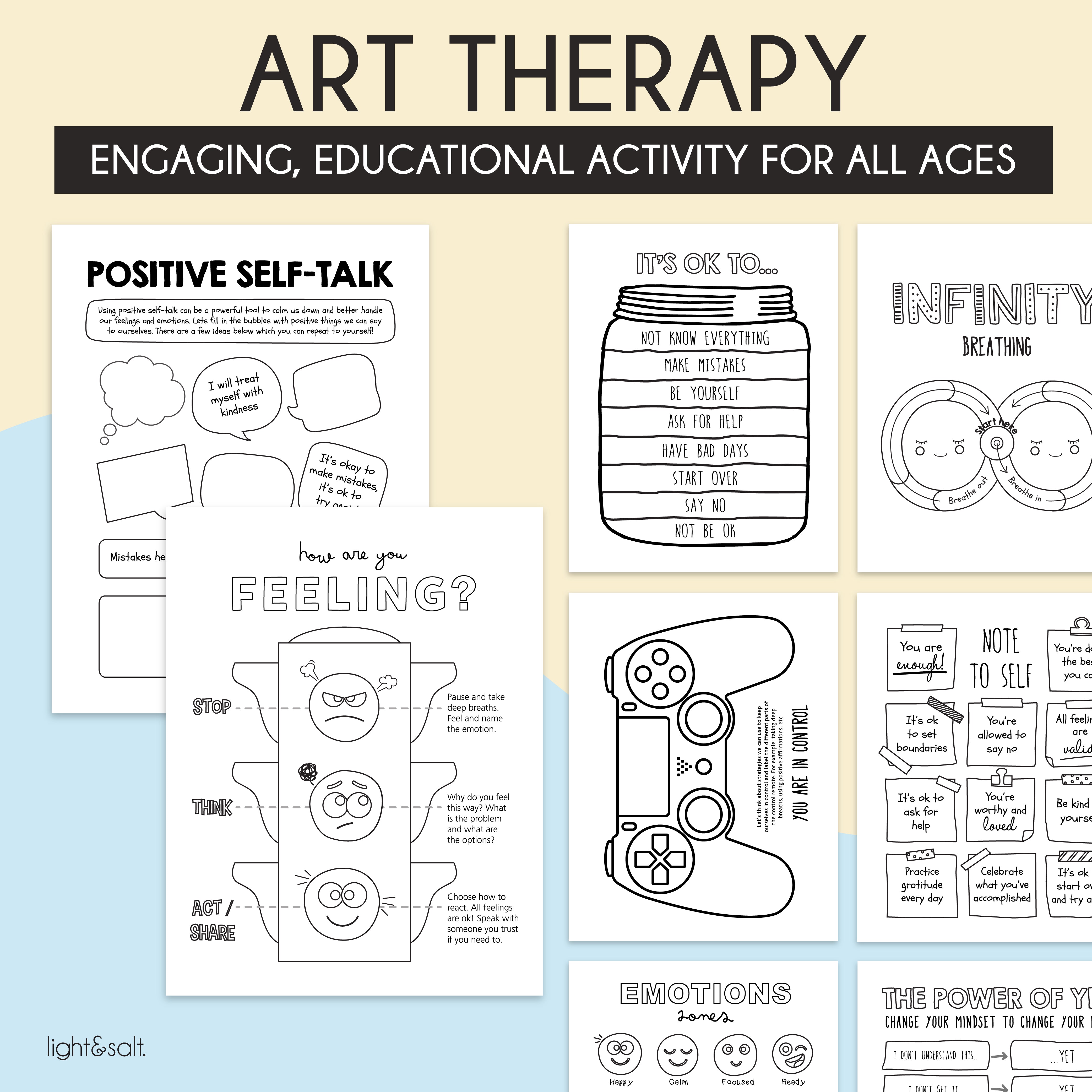 Art Therapy Worksheets for kids, teens and adults – LightandSaltDesign