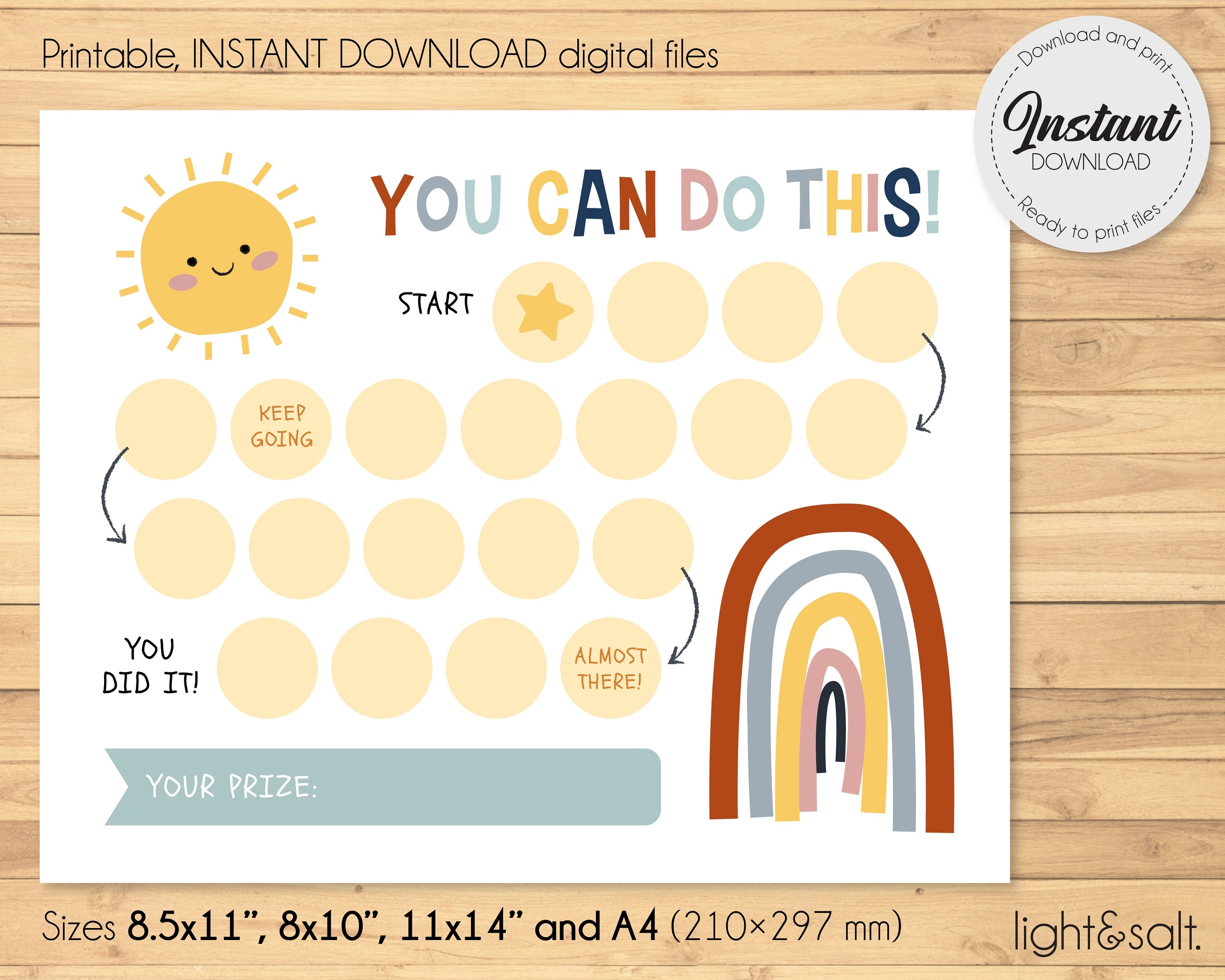 Printable reward chart, kindness chart – LightandSaltDesign