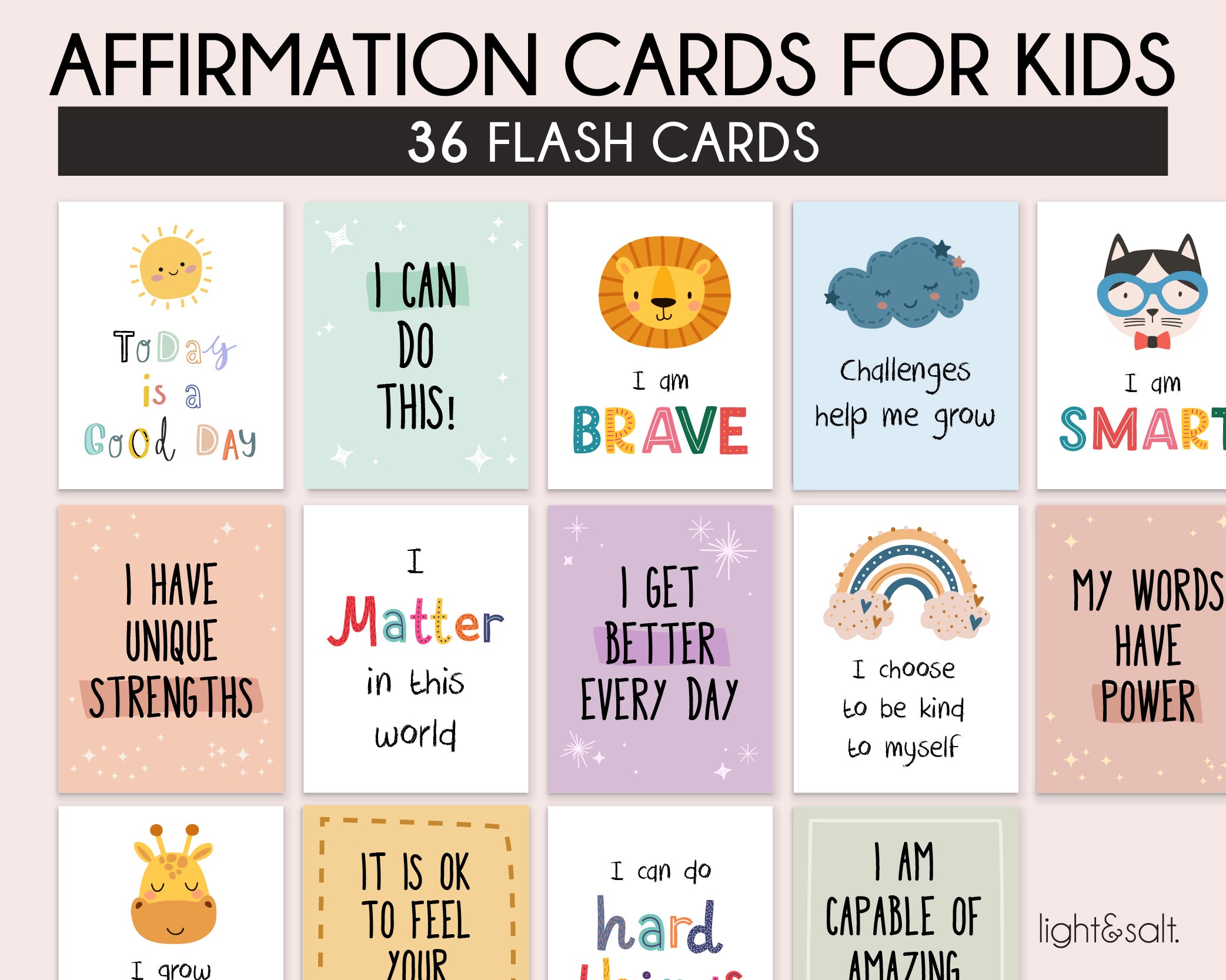 Affirmation flash cards for kids – LightandSaltDesign