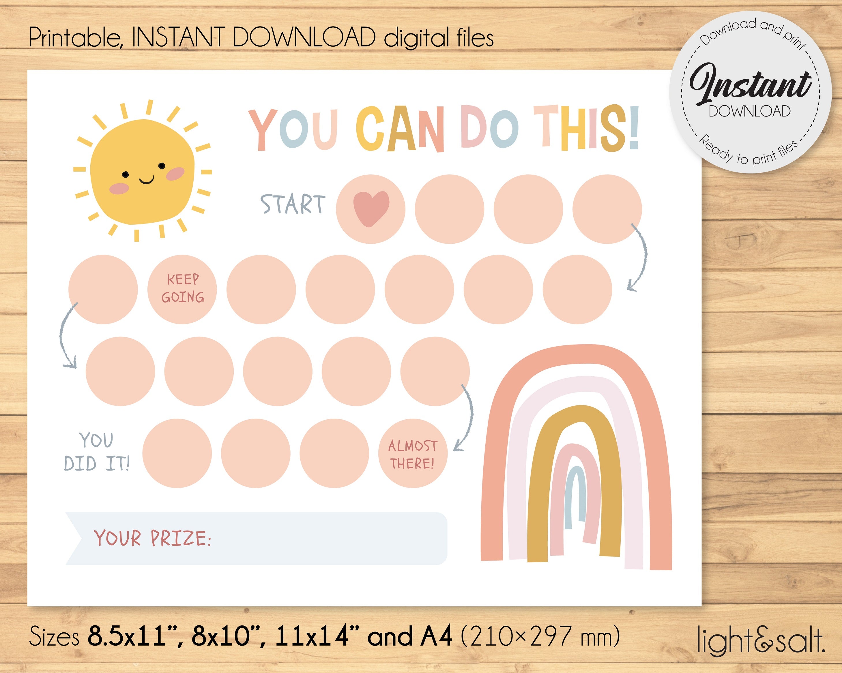 Printable reward chart, kindness chart – LightandSaltDesign