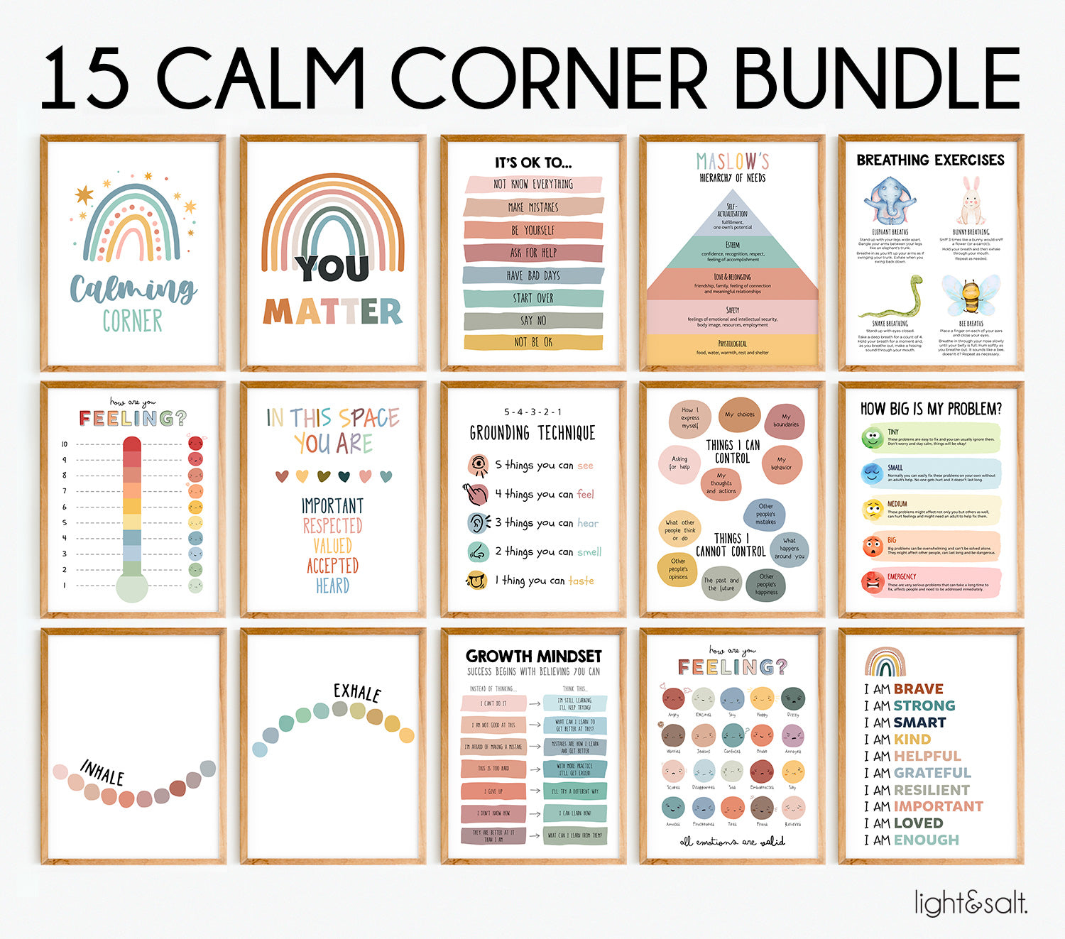 Boho Calming Corner bundle set of 15 posters – LightandSaltDesign