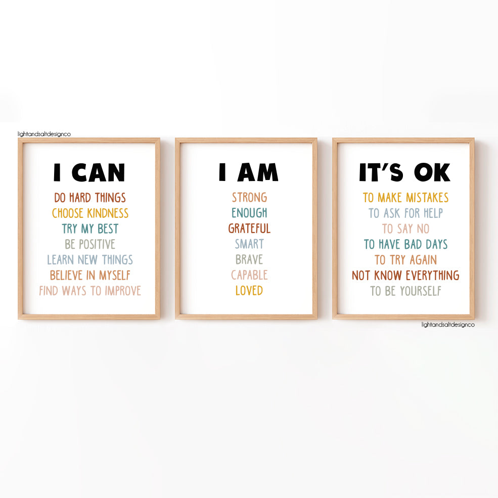 Positive Affirmations Poster Set of 3 – LightandSaltDesign