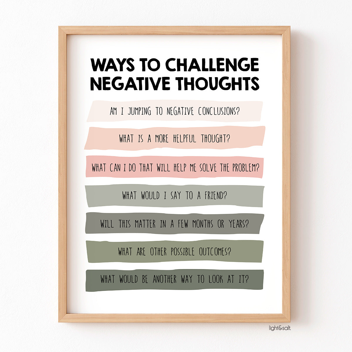 Ways to challenge negative thoughts poster – LightandSaltDesign