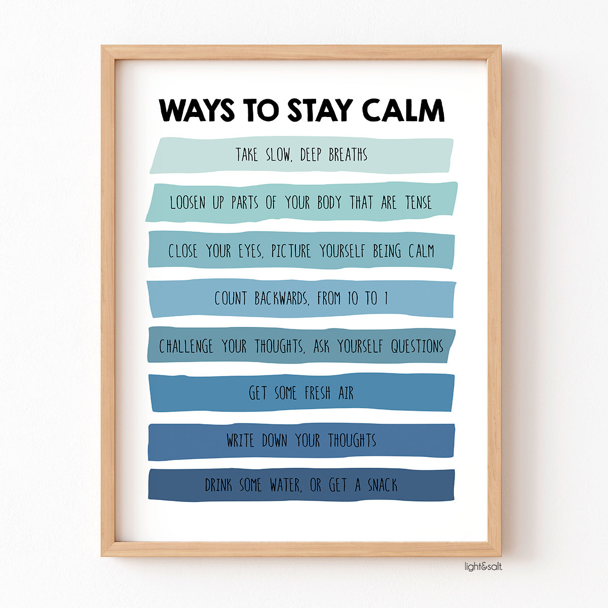 Ways to stay calm, anxiety poster – LightandSaltDesign