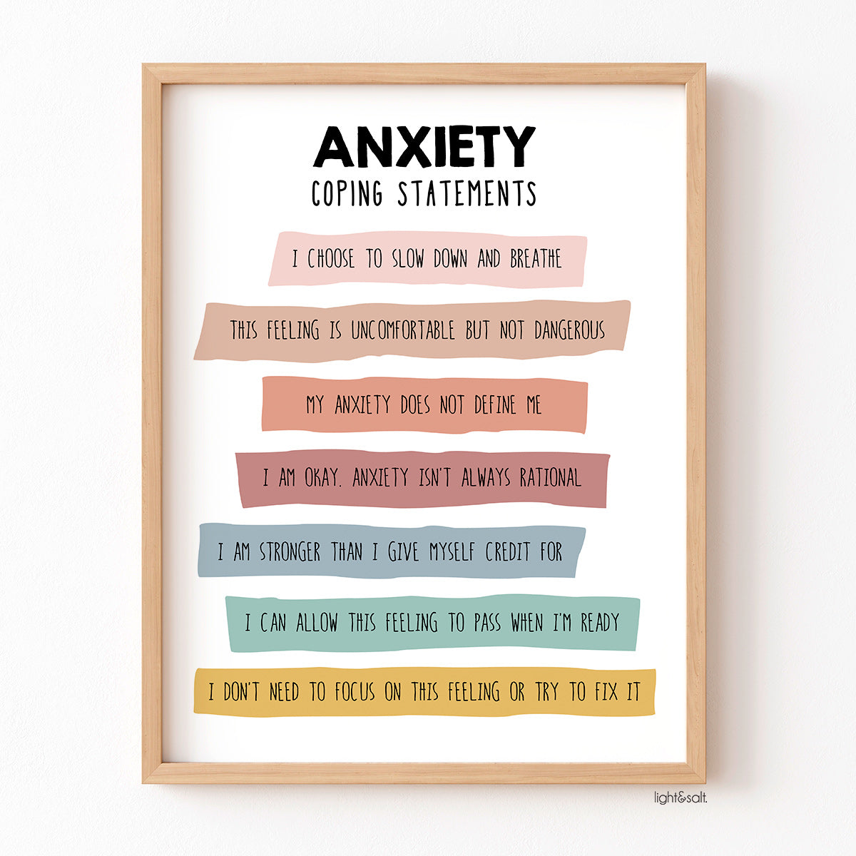 Anxiety coping statements poster – LightandSaltDesign