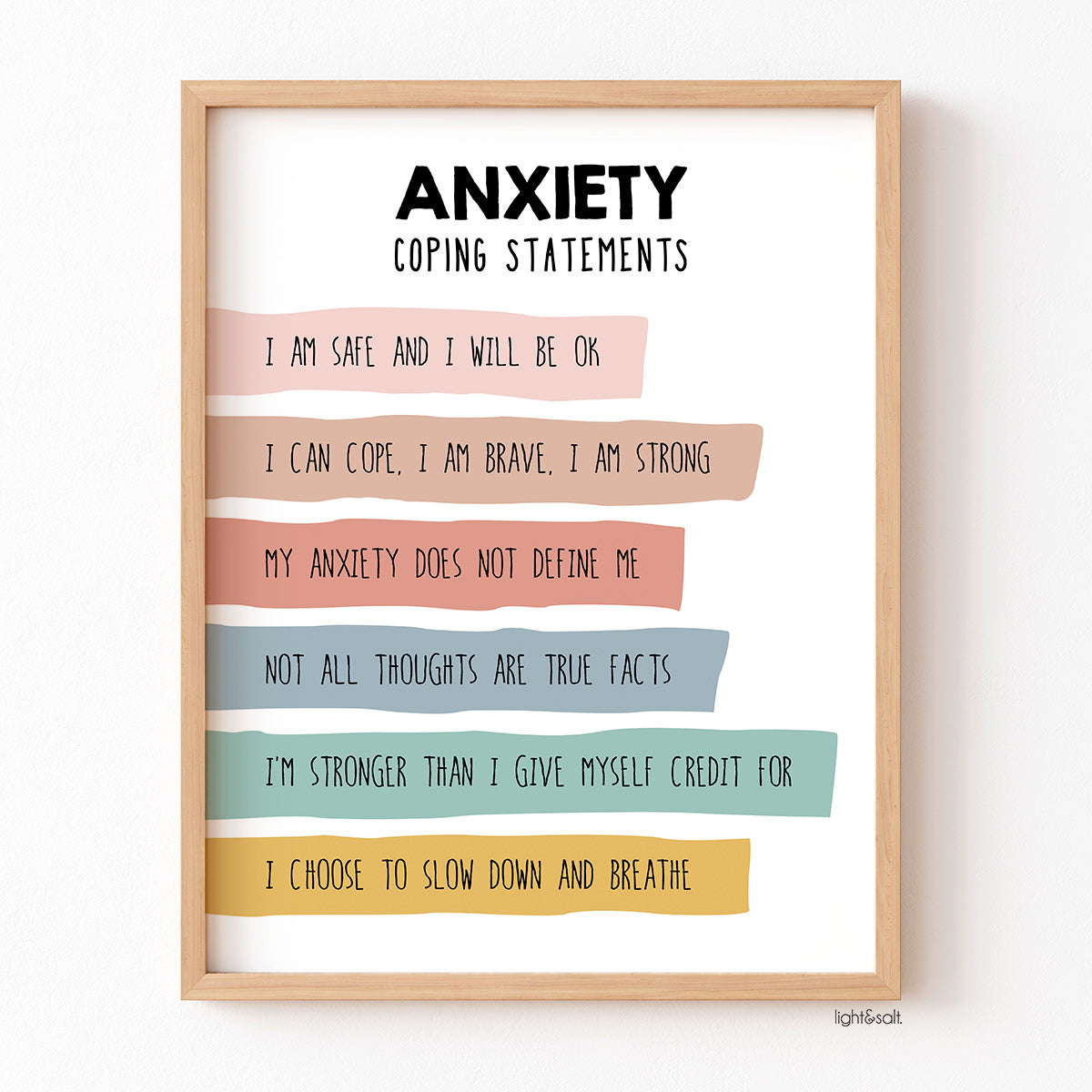 Anxiety coping statements poster – LightandSaltDesign