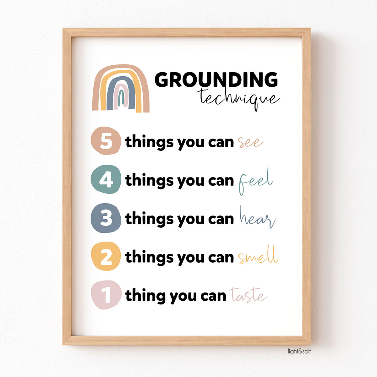 Grounding technique poster, mindfulness breathing – LightandSaltDesign