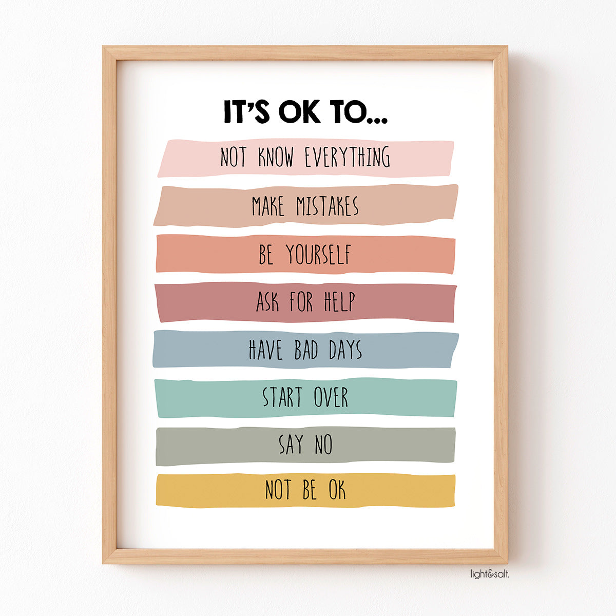 It's okay to... poster, challenging negative thoughts – LightandSaltDesign