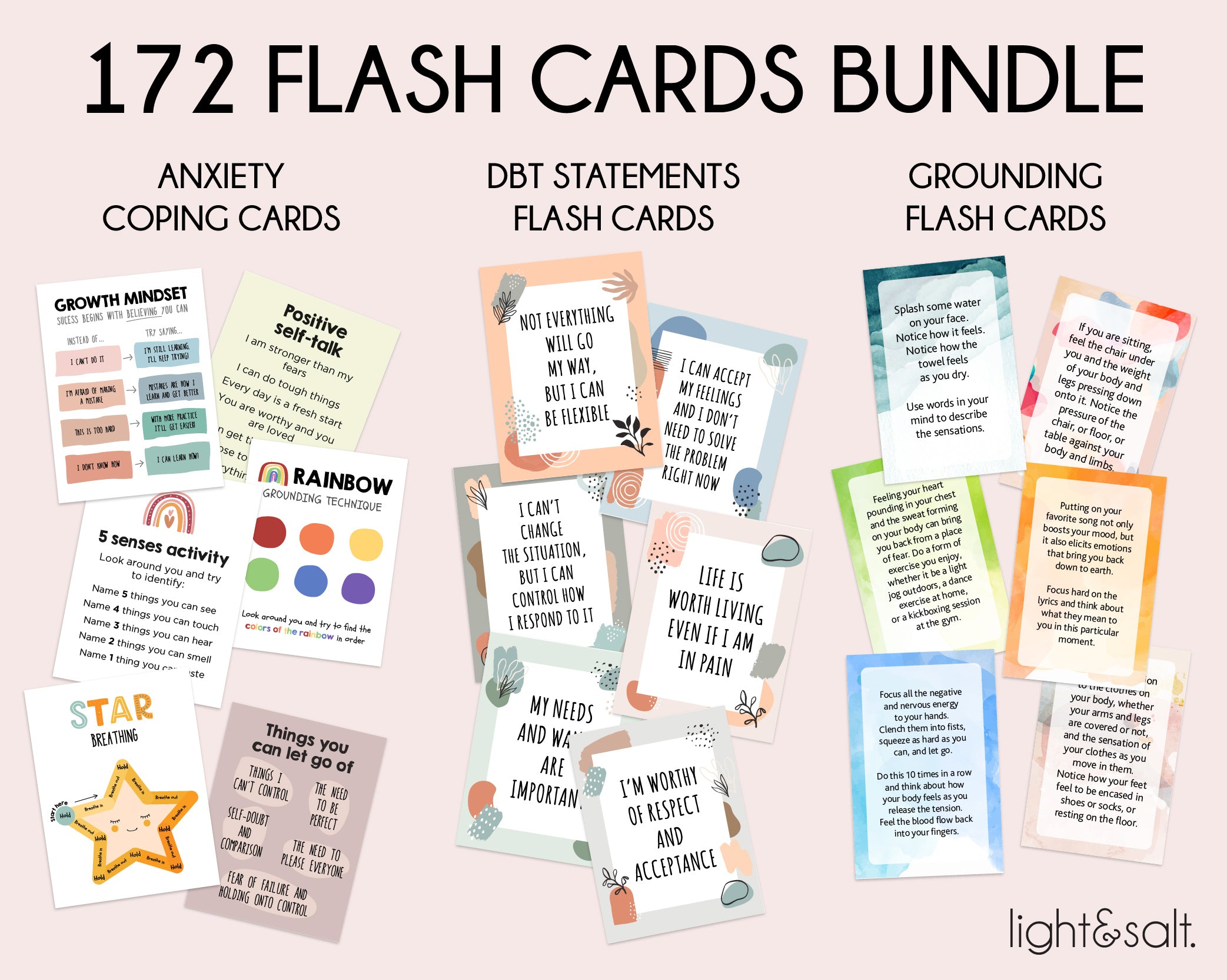 Anxiety Coping Cards bundle, 172 flash cards – LightandSaltDesign