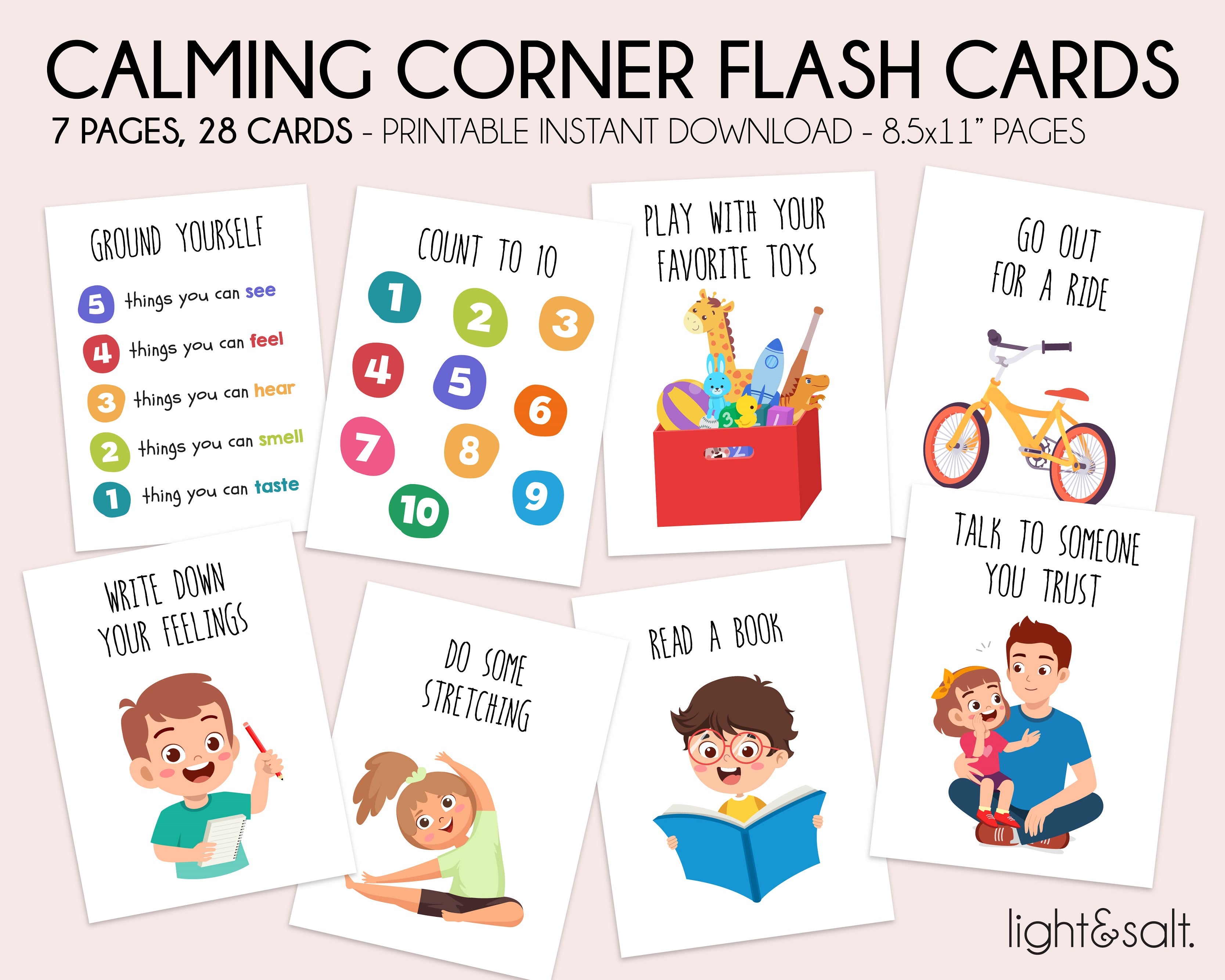 Kids Calm Down Coping Skills Cards – LightandSaltDesign