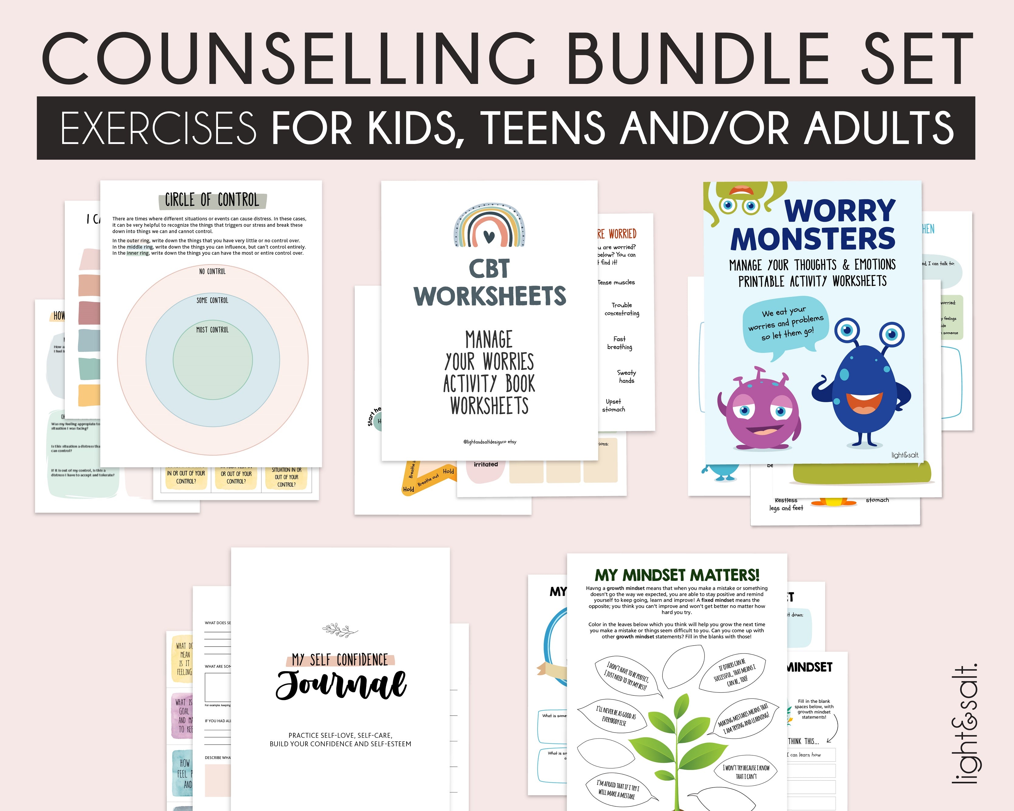 Counseling worksheets bundle – LightandSaltDesign