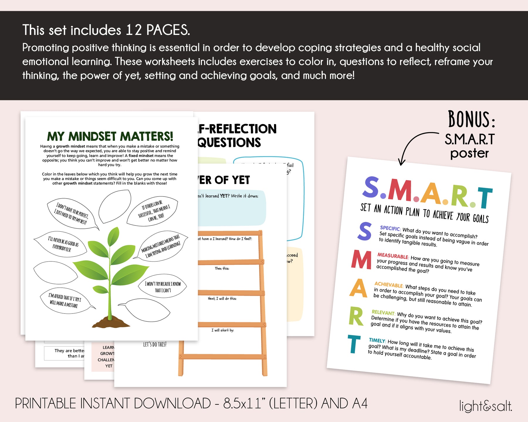 Growth mindset worksheets – LightandSaltDesign