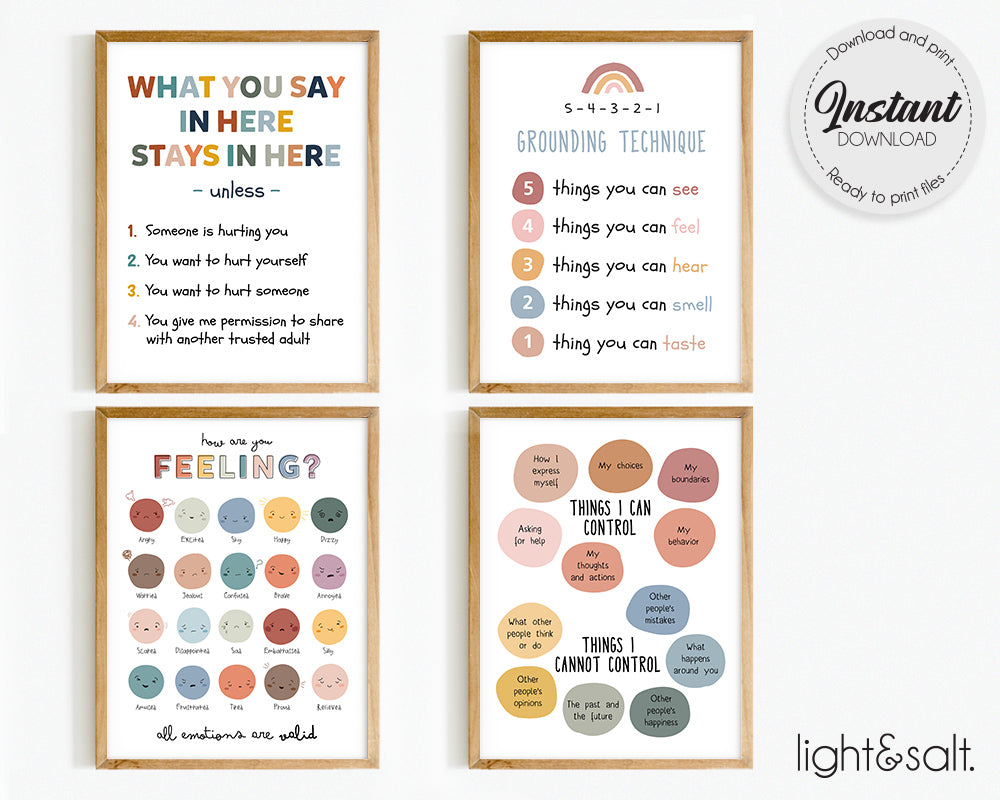 Therapy office decor poster set of 4 – LightandSaltDesign