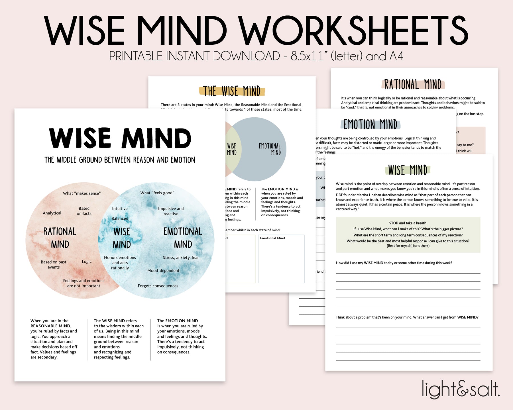 DBT Wise Mind worksheets – LightandSaltDesign
